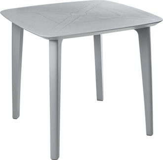 Beliani Table de Jardin en Mati&egrave;re Synth&eacute;tique 4 Places R&eacute;sistante aux Intemp&eacute;ries Meuble Patio Terrasse Ext&eacute;rieur Gris Clair Sorico