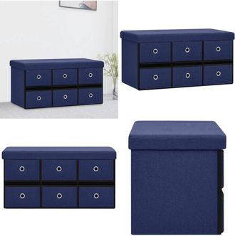 vidaXL Faltbare Sitzbank mit Stauraum Blau 76x38x38 cm Leinenoptik - Bank mit Stauraum - B&auml;nke mit Stauraum - Home & Living