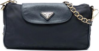 Prada Hobo Bags - Saffiano Trimmed Tessuto Chain Crossbody - Gr. unisize - in Schwarz - f&uuml;r Damen