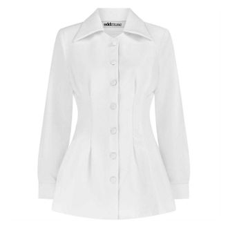 Odd Muse Bluse f&uuml;r Damen, Ma&szlig;geschneidert, Lang&auml;rmlig (Wei&szlig;)