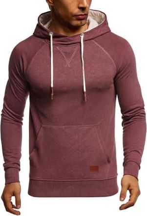 LEIF NELSON LN8125 Sweat-shirt à capuche pour homme Coupe ajustée Avec coton Style moderne, Mélange de bordeaux., S