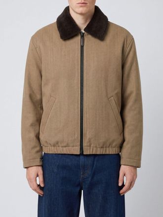 Giorgio Armani Blouson bomber en laine vierge avec col en fourrure
