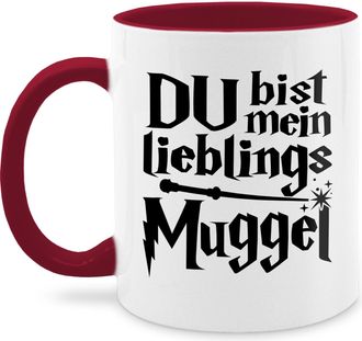 Shirtracer Tasse Tassen 325ml - Statement - Du bist mein Lieblingsmuggel schwarz - 325 ml - Bordeauxrot - kaffetassen spr&uuml;che statements fanmug statement-tasse f