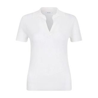Max Mara Femme, Tops, Blanc, Taille: 42 FR Albero Ribbed Wool Polo