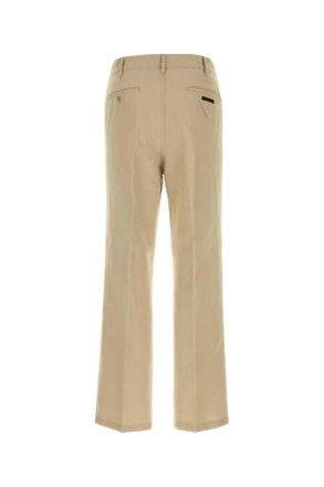 Prada Mens Sand Linen Pant Sabbia Exterior: Pantaloni Trousers