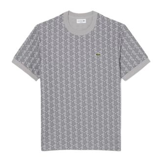 Lacoste Homme, Tops, Gris, Taille: M T-shirt jacquard monogramme coupe slim