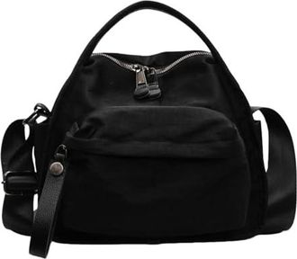 Generic Veluna Femmes Casual Sac Bandouli&egrave;re Sac Bandouli&egrave;re Solide Mode Fermeture &Eacute;clair L&eacute;ger Grande Capacit&eacute; pour Voyage Voyage, Noir, 8.66*10.24*5.12 inch
