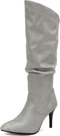 Generic Escarpins &agrave; talon aiguille pour femme - Bout pointu - Large mollet - &Agrave; enfiler - Pour mariage, f&ecirc;te, gris, 37.5 EU