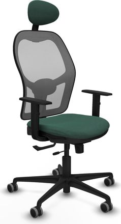 Piqueras y Crespo Gr&uuml;ner Schreibtisch mit 1D-Armen, h&ouml;henverstellbarer Lendenwirbelst&uuml;tze und festem Kopfteil, ausgestattet mit Syncro/Traslack und injiziertem Schaumst