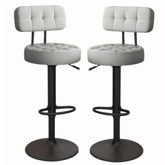 Generic Drehbare, H&ouml;henverstellbare Barhocker (2Er-Set), Gepolstert mit Pu-Leder und R&uuml;ckenlehne, Stabile Metallbeine, 60-80 cm Hoch, Ideal f&uuml;r K&uuml;cheninseln u
