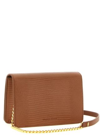 Elisabetta Franchi Lizard-Embossed Leather Crossbody Bag - Cognac
