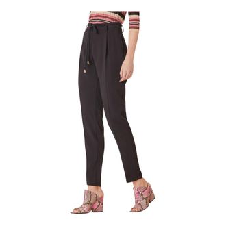 Manila Grace Plissierte einfarbige Hose - - Trousers - Damen - Schwarzk - XS