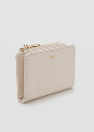 Mango Kleine geflochtene Brieftasche cremewei&szlig; - Damen - Einheitsgr&ouml;&szlig;e - MANGO