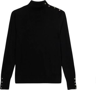 Oltre Femme, Pulls, Noir, Taille: 42 FR Col roul&eacute; ajust&eacute; en maille de viscose m&eacute;lang&eacute;e
