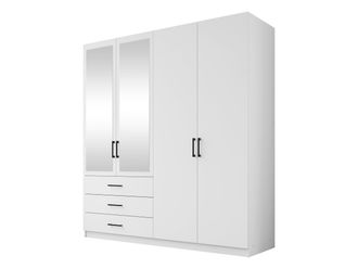 Mirjan24 Dreht&uuml;renschrank Pirelo 4D, Kleiderschrank mit 3 Schubladen, Spiegel und 2 Kleiderstangen, Eleganter Schlafzimmerschrank mit Spiegelt&uuml;ren, Jugendzimme