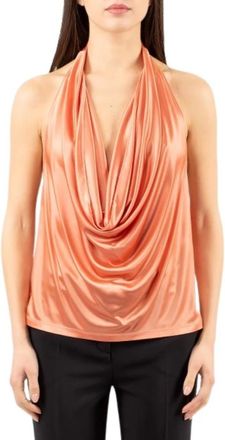 Elisabetta Franchi Femme, Blouses et Chemises, Orange, Taille: 36 FR Shiny Viscose Jersey Top