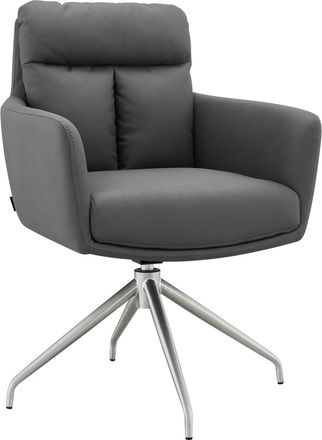 Novel Armlehnstuhl, Grau, Edelstahl, Metall, Textil, Drehkreuz, 62x89.5x65 cm, Stoffauswahl, Sitzfl&auml;che 360&deg; drehbar, Gestellauswahl, automatische R&uuml;ckholfu