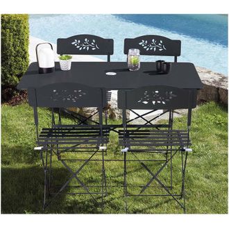 Ozalide Ensemble table et chaises de jardin - 4 places - Gris Anthracite - venone