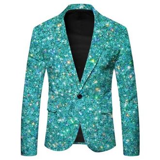 Generic Veste pour homme - Impression 3D - Aspect paillettes - Multicolore - Coupe ajust&eacute;e - Un bouton - Pour carnaval, f&ecirc;te, discoth&egrave;que, Nouvel An, 003, 3XL