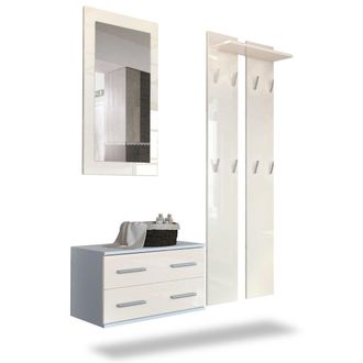 Vladon Garderobenset Garderobe Kioto, Made in Germany, Korpus in Wei&szlig; matt/Front in Creme Hochglanz