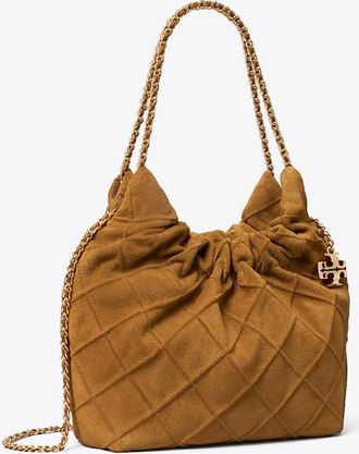 Tory Burch Damen Mini Fleming Hobo Bag aus weichem Wildleder