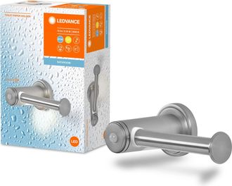 Ledvance BATHROOM Toilettenpapierhalter mit Nachtlicht, 0,18W, 10lm, warmweißes Licht mit 3000K, Batterie inklusive, Tageslicht- & Bewegungssensor, lange Leben