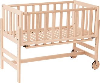 Geuther Beistellbett Betty | 45 cm x 90 cm | 9-Fach H&ouml;henverstellbar | mit Lattenrost aus Massivholz | Nachhaltige Qualit&auml;t | Einfacher Aufbau | Unbehandeltes