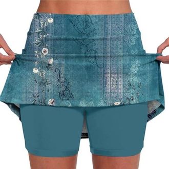 Generic Jupe-short grande taille pour femme avec poches - Jupe de golf pour femme - Jupe de tennis avec short - Jupe-short athl&eacute;tique pour l&eacute;t&eacute;, 33 Bleu ciel,