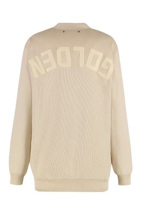 Golden Goose Womens Beige Cotton V-Neck Cardigan Cardigans Sweater