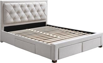 Vente-Unique Polsterbett mit Schubladen - 180 x 200 cm - Stoff - Beige - Leopold