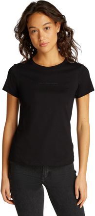 Calvin Klein Damen T-Shirt Kurzarm Institutional Graphic Slim Fit, Schwarz (Ck Black), 3XL