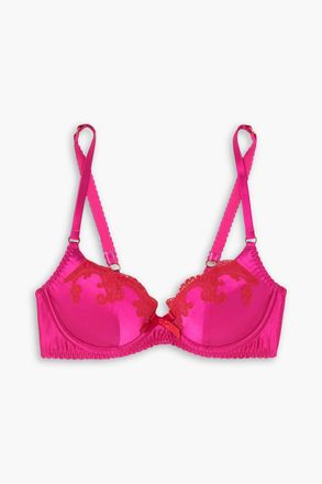 Agent Provocateur Molly B&uuml;gel-BH aus Stretch-Seidensatin mit Spitzenbes&auml;tzen - Pink - 36 DD
