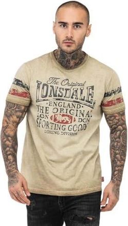 Lonsdale London SKELD Homme T-Shirt Manches Courtes Sable XL 100% Coton Regular/Coupe Standard