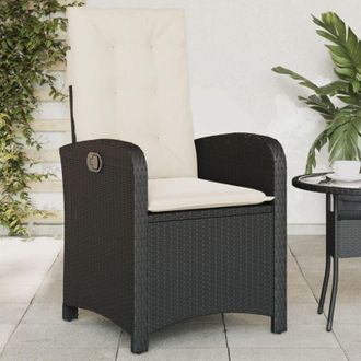 vidaXL Vidaxl - Gartensessel Verstellbar mit Kissen Schwarz Poly Rattan