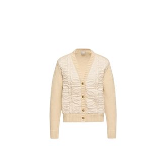 Moncler Moncler Chain Quilted Padded V-neck Cardigan, Women, Beige, Size: M