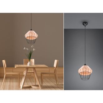 Reality Reality Leuchten - Pendelleuchte borka mit Rattan Geflecht Natur und Gitter im Boho Stil, ø 30cm