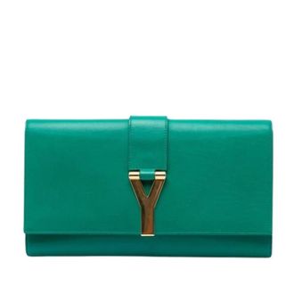Saint Laurent Pre-owned Chyc Ligne Clutch - Femme - Pre-owned - Vert - Taille: ONE Size