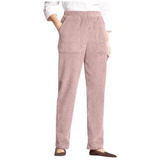 Generic Pantalon pour femme taille haute élastique à enfiler en velours côtelé avec poches, pantalon doux et confortable, coupe ample, pantalon taille haute e