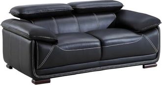 Vente-Unique Canap&eacute; 2 Places en Cuir MACELO - Noir