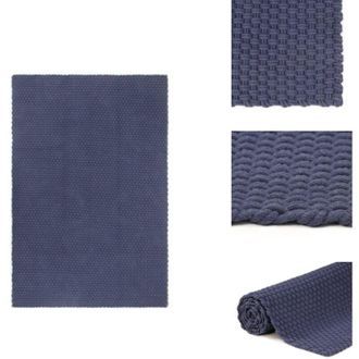 vidaXL Tapis rectangulaire Bleu marine 180x250 cm Coton - Tapis Bleu - Tapis Coton - Tapis D&eacute;coration Int&eacute;rieure - Tapis Salon - Tapis Chambre