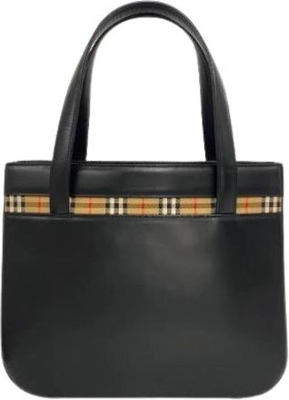Burberry Sac &agrave; main en cuir et toile Pre-owned - Femme - Pre-owned - Noir - Taille: ONE Size