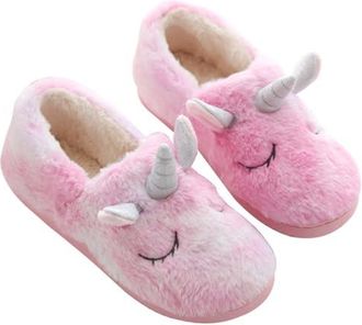 Beaupretty POPETPOP Pantoufles Licorne en Peluche Roses Taille 37-38 Semelle Antid&eacute;rapante Chaussures DInt&eacute;rieur Chaudes et Confortables pour Automne et Hiver Pa
