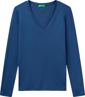 Benetton T-Shirt für Damen, blau, Small
