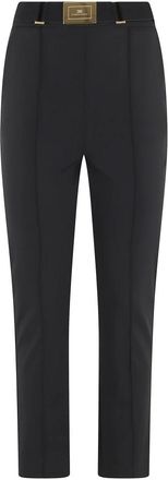 Elisabetta Franchi Femme, Pantalons, Noir, Taille: 36 FR Pantalon en tissu bi-&eacute;lastique technique avec ceinture