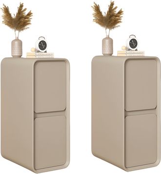 Generic Moderner Rosa Nachttisch Mit Kunstlederoberfläche Und Schublade Aus Massivholz for Schlafzimmer, Wohnzimmer, Hotelgebrauch, 12 X 16 X 20(Khaki - 2 Pie