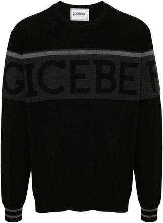 Iceberg Homme, Pulls, Noir, Taille: XL Pull en Tricot C&ocirc;tel&eacute; avec Logo