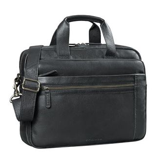 STILORD Alberto Grand Sacoche Cuir pour Ordinateur 15,6 Pouces Homme Sac Bandouli&egrave;re Cartable Travail DIN A4 avec Support Trolley V&eacute;ritable Cuir Couleur:noir