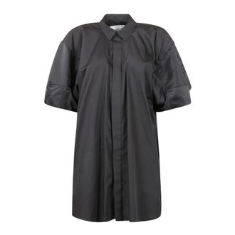 sacai Popeline Twill Kleid mit Baumwolle und Nylon - - Dresses - Damen - Schwarzk - M