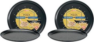 Ibili Pizzablech Moka 32 cm, Stahlblech, schwarz, 32 x 32 x 2 cm (Packung mit 2)