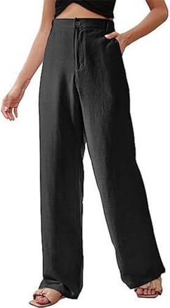 Generic Pantalon dété pour femme - Léger et aéré - Grandes tailles - Pantalon en lin pour femme - Jambes larges - Pantalon de randonnée - Pantalon dété - Pant